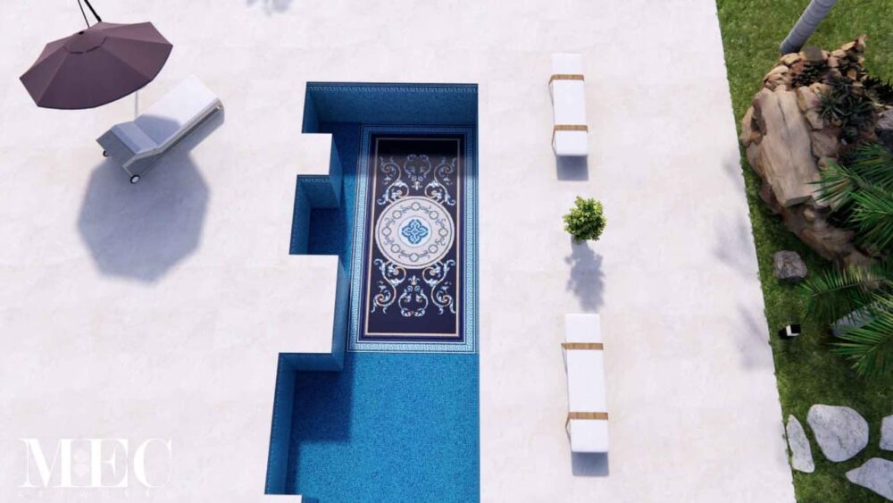 Custom Designed Swimming Pool Mosaic Art - MEC Artworks