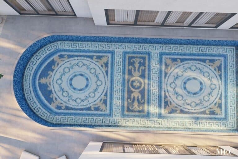 Greek Pool Mosaic Floor Art - Bespoke Luxury Mosaics - MEC Artworks