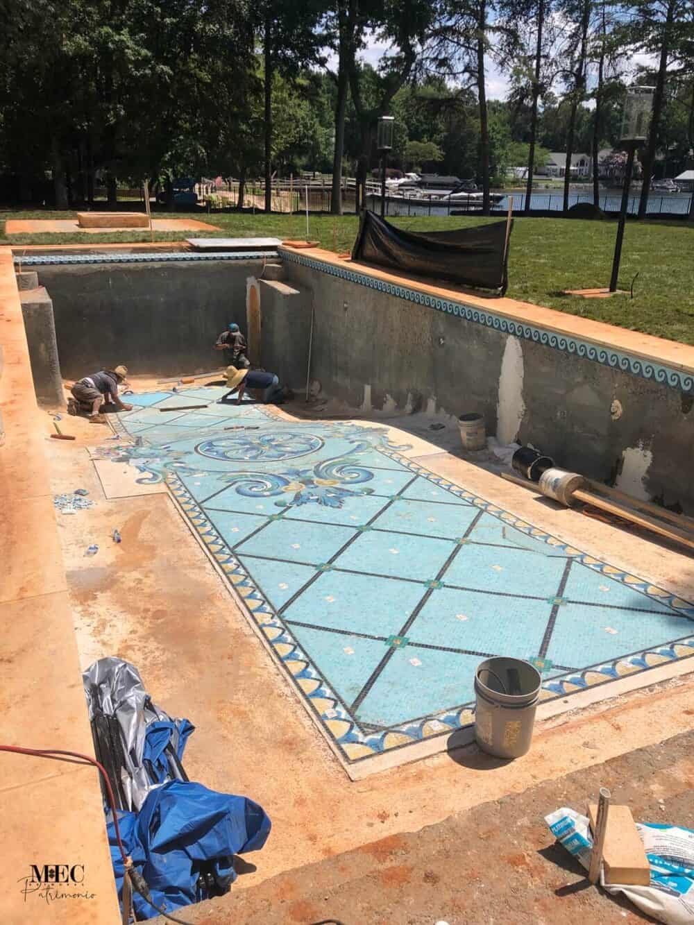 24k Gold Glass Tile Pool Mosaic Design North Carolina Project - MEC ...
